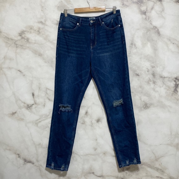 bp | Jeans | Bp Dark Washed Distressed Ripped Mom Jeans | Poshmark